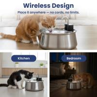 China Wireless Stainless Steel Cat Water Fountain 4L Battery Powered Automatic Pet Dispenser for sale