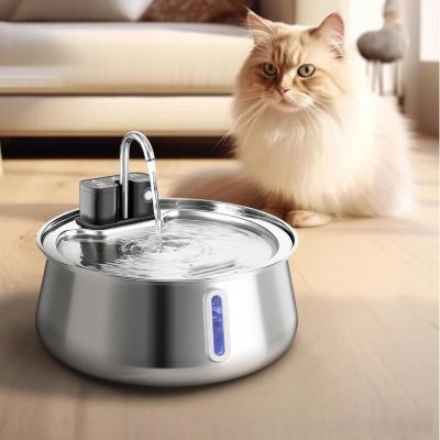 China Wireless Stainless Steel Cat Water Fountain 4L Battery Powered Automatic Pet Dispenser for sale