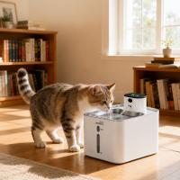China Automatic Pet Water Fountain 4.2L Stainless Steel Tray Cat Dog Drinking Dispenser for sale