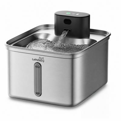 China Portable Stainless Steel Cat Water Dispenser 3L Automatic Pet Fountain 5000mAh Battery for sale
