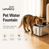China Portable Stainless Steel Cat Water Dispenser 3L Automatic Pet Fountain 5000mAh Battery for sale