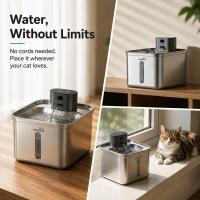 China 3.5L Stainless Steel Cat Drinking Fountain Rechargeable 5000mAh Leak Proof Pet Water Dispenser for sale