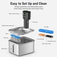 China 3.5L Stainless Steel Cat Drinking Fountain Rechargeable 5000mAh Leak Proof Pet Water Dispenser for sale