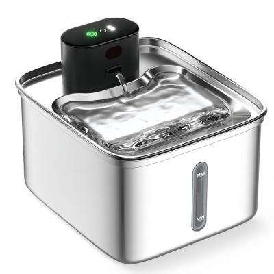 China Wireless Automatic Cat Water Dispenser 3.5L Stainless Steel 5000mAh Battery Pet Fountain for sale