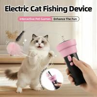 China One Click Launching Electric Cat Teaser Launcher Automatic Cat Teasing Stick for sale