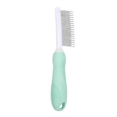 China Stainless Steel Pet Grooming Comb with Long and Short Teeth for Dogs Cats Hair Remover 2-in-1 for sale