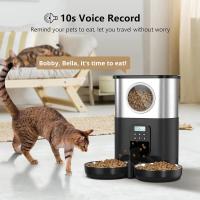 China 5L Double Bowl Automatic Pet Feeder with Timer and Voice Recording Stainless Steel Dog Cat Food Dispenser for sale