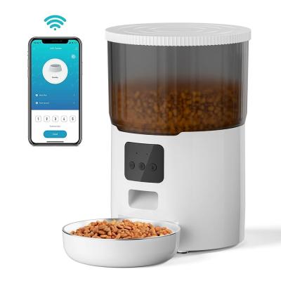 China Automatic 4L Smart Cat Feeder WiFi Tuya APP Control 10 Seconds Voice Recorder Stainless Steel Tray for sale