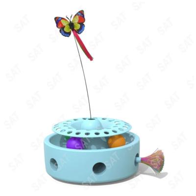 China 3 in 1 Interactive Smart Pet Toy Automatic Cat Balls Electric Butterfly Teasing Toy 1200mAh for sale