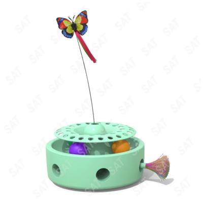 China Smart Automatic Pet Teaser Ball 3-in-1 Feather Interactive Cat Toy with IC Program for sale