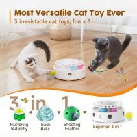 China Smart Automatic Pet Teaser Ball 3-in-1 Feather Interactive Cat Toy with IC Program for sale