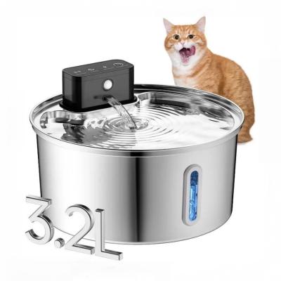 China 3.2L Stainless Steel Wireless Pet Water Fountain Smart Induction Cat Dog Dispenser for sale