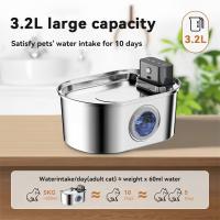 China Wireless Cat Pet Water Fountain 3.2L Rechargeable Stainless Steel Dog Waterer for sale