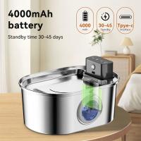 China Wireless Cat Pet Water Fountain 3.2L Rechargeable Stainless Steel Dog Waterer for sale