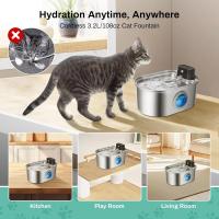 China Wireless Cat Pet Water Fountain 3.2L Rechargeable Stainless Steel Dog Waterer for sale