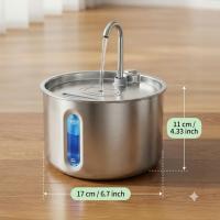 China 2.2L Smart Pet Water Fountain 304 Stainless Steel Automatic Cat Drinking Fountain with 25dB Pump for sale