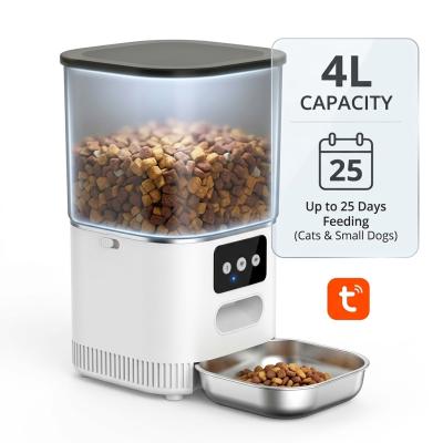 China 4L Tuya Smart APP WiFi Pet Feeder Automatic Cat Food Dispenser with Portion Control Dual Power for sale