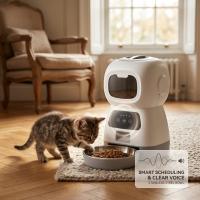 China Robot-Shaped WiFi Smart Pet Feeder 3.5L Visible Window Timed Portion Control for Cats Dogs for sale