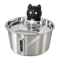 China WF101 Wireless Stainless Steel Pet Water Fountain 2L Cat Head Design Battery Powered 25dB Quiet Dispenser for sale