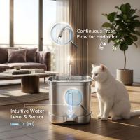 China WF102 Stainless Steel Smart Rechargeable Portable Pet Water Fountain 2.5L Wireless Pump for Cats for sale