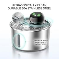 China Stainless Steel 3L Large Capacity Automatic Pet Water Fountain Ultra Quiet Wireless Pump Dispenser for Cats Dogs for sale