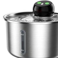China Stainless Steel 3L Large Capacity Automatic Pet Water Fountain Ultra Quiet Wireless Pump Dispenser for Cats Dogs for sale