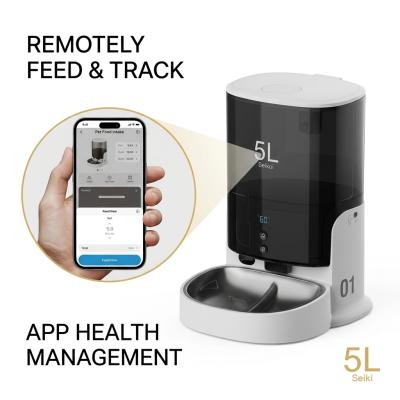 China 5L RFID Smart Automatic Cat Feeder 1080P Camera Dual Bowl Multi-Cat Recognition with WiFi App Control for sale