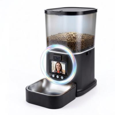 China Bidirectional Video 5L Smart Pet Feeder Camera WiFi App Control Automatic Cat Dog Food Dispenser LPS-BVF5L for sale