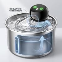 China 3L Stainless Steel Automatic Pet Water Fountain Quiet Wireless Rechargeable Pump Dispenser Cat Dog Waterer WF103 for sale