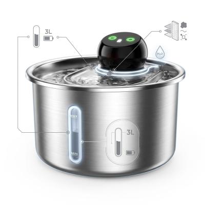 China Automatic Stainless Steel Pet Water Fountain 3L Large Capacity Motion Sensor Dispenser for Cats Dogs WF103 for sale