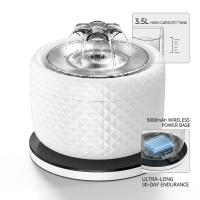 China SHW02AP Wireless Smart Pet Water Fountain 3.5L 5000mAh Battery 304 Stainless Steel Tuya App Control Dispenser for Cats for sale