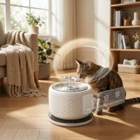China SHW02AP Wireless Smart Pet Water Fountain 3.5L 5000mAh Battery 304 Stainless Steel Tuya App Control Dispenser for Cats for sale