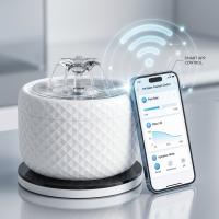 China SHW02AP Wireless Smart Pet Water Fountain 3.5L 5000mAh Battery 304 Stainless Steel Tuya App Control Dispenser for Cats for sale