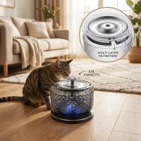 China 3.5L Wireless Sensor Pet Water Fountain 5000mAh Battery 304 Stainless Steel Auto Circulation Dispenser for Cats for sale