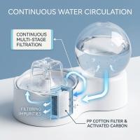 China 1.8L Transparent Pet Water Fountain Visible Water Ball Automatic Circulation Filter System for Cats Dogs for sale