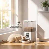 China PFF045 5.6L Auto Pet Food Dispenser 4-Meal Portion Timer 304 Stainless Steel Voice Call for Cats Dogs for sale