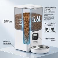 China PFF045 5.6L Auto Pet Food Dispenser 4-Meal Portion Timer 304 Stainless Steel Voice Call for Cats Dogs for sale