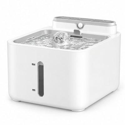 China Wireless Rechargeable Pet Water Fountain 3L Battery Operated 304 Stainless Steel Automatic Dispenser for Cats Dogs for sale