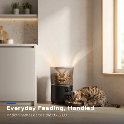 China 4L Automatic Pet Feeder Button Control Anti Jam Dispenser 304 Stainless Steel Bowl for Small Medium Cats Dogs for sale
