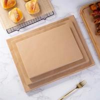 China Brown Kraft Cookie Silicone Coated Baking Paper Table Mat Food Placemats Sheet for sale