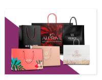 China Custom Logo Printing paper Retail Shopping Bags Flat Packing 50 Micron for sale