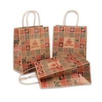 China Custom Printed Disposable Christmas Paper Gift Bags Bulk For Birthdays Weddings for sale