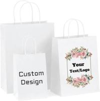 China Brown Cardboard Paper Gift Bags Bulk Customizable For Party Favors for sale
