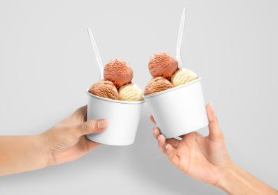 China FDA Approved Mini Paper Sundae Cups Eco Friendly Disposable Serving For Dessert for sale