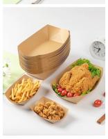 China Custom Takeaway Kraft Paper Serving Tray Boat Bulk Order for sale