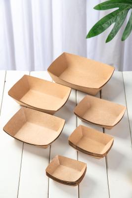 China Custom Takeaway Kraft Paper Serving Tray Boat Bulk Order for sale