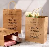 China Personalised Compostable Retail Packaging Bags Kraft Paper Gift Packaging for sale