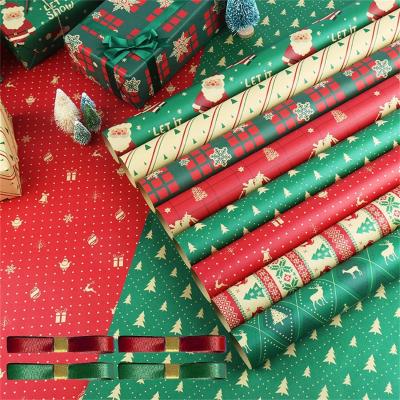China Creative Merry Christmas Gift Wrap Papers Printable Roll For For Large Gifts OEM for sale