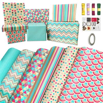 China Light Purple Blue Pink Gift Packing Paper Wrap Roll For Holidays 50gsm for sale