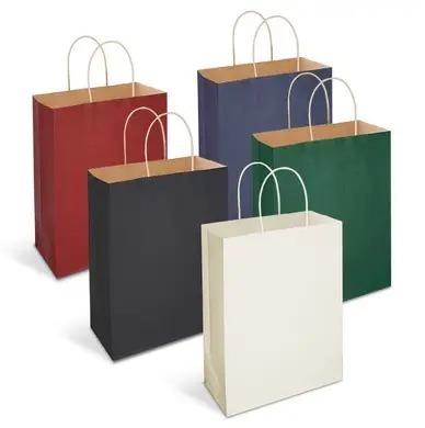 China Coated Brown Kraft Paper Bags 100GSM For Retail Grocery Food Takeaway for sale